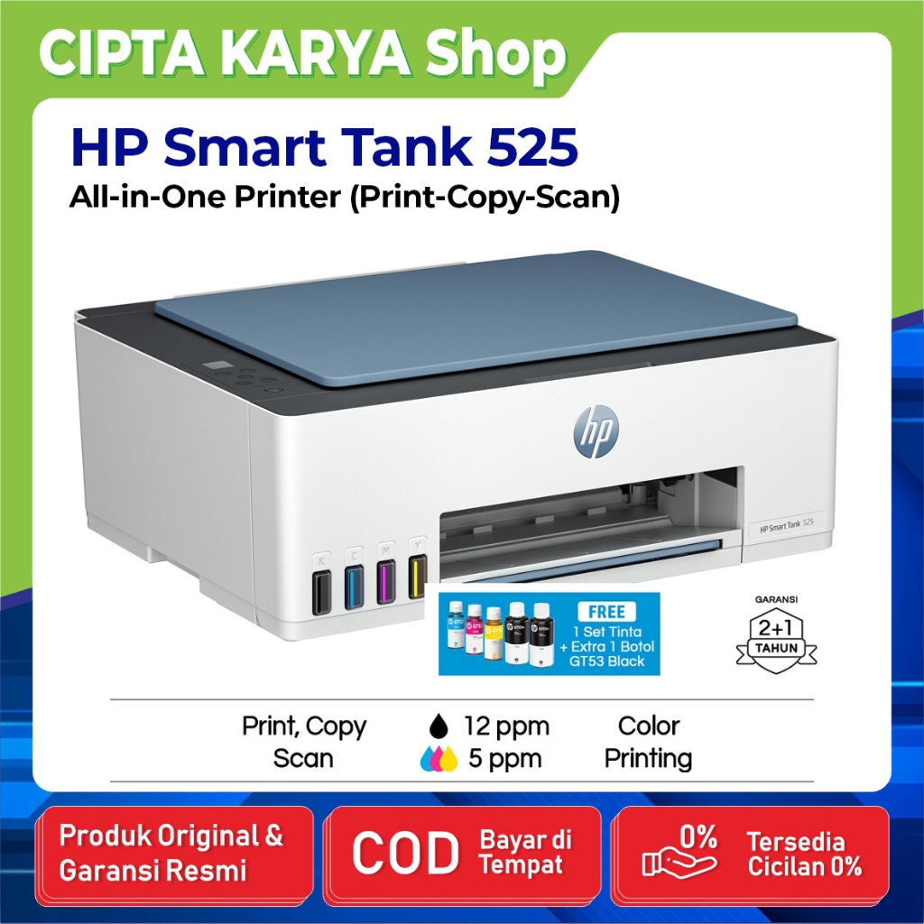 Jual Printer HP Smart Tank 525 All-in-One Printer (Print-Copy-Scan) | Shopee Indonesia