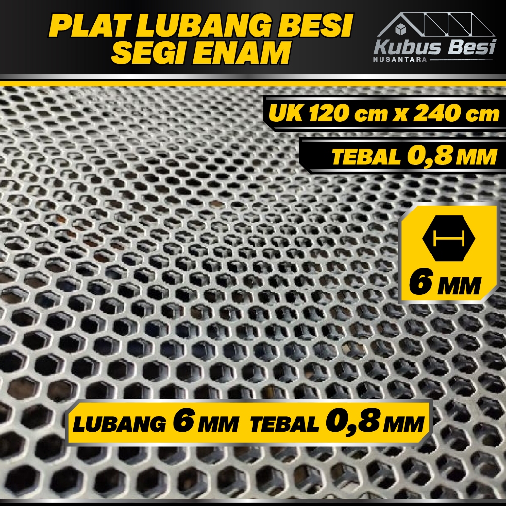 Jual 120x240 cm - Plat Lubang Hexagonal 6 mm - Tebal 0,8 mm. Ram Gril ...