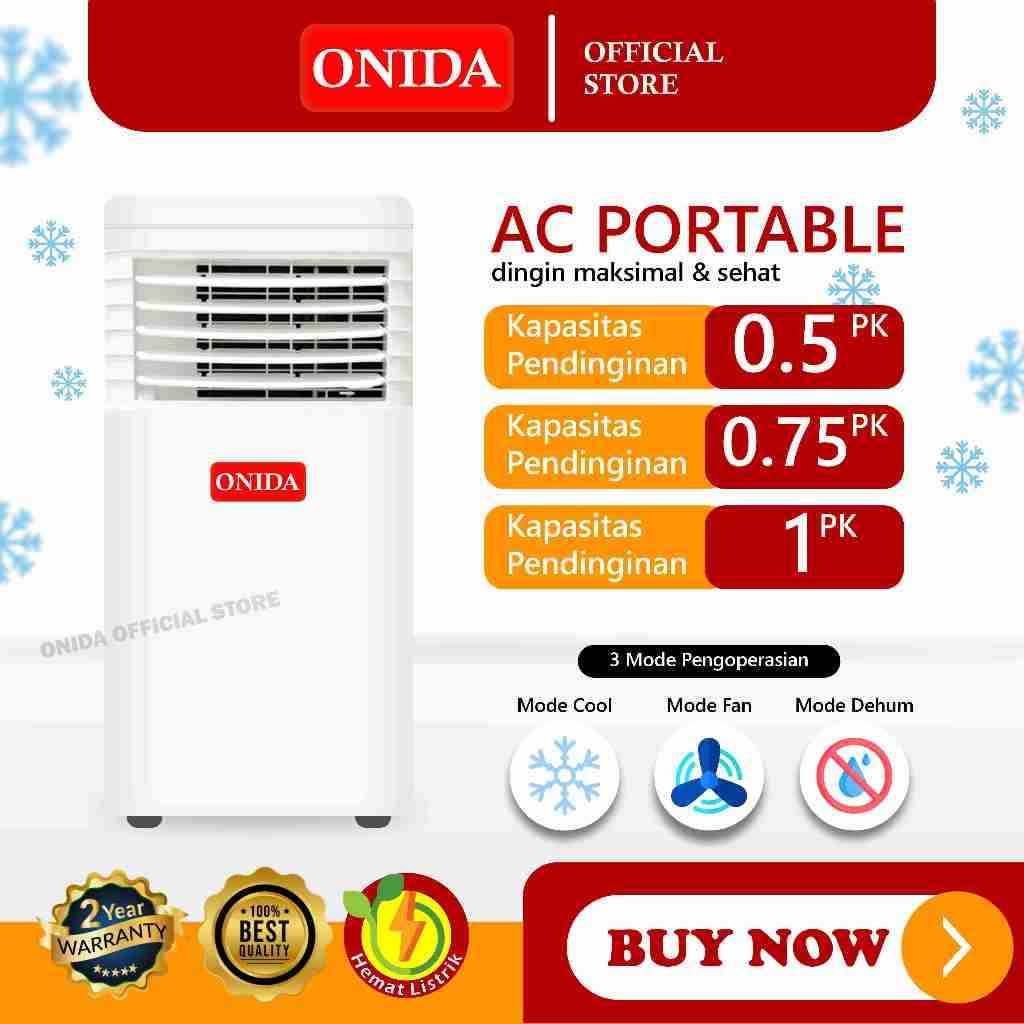 Jual AC Portable Ruangan 1/2 PK - 3/4 PK - 1 PK, Onida, Cepat Dingin, Low Watt, Bergaransi Resmi ...