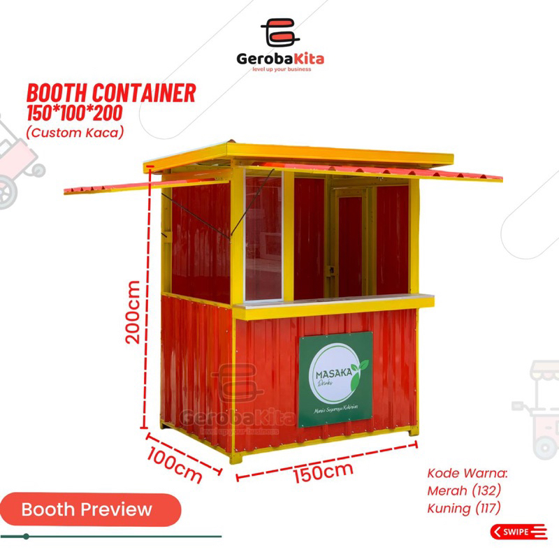 Jual Booth Container 150x100x200 Custom Kaca Menu | Shopee Indonesia