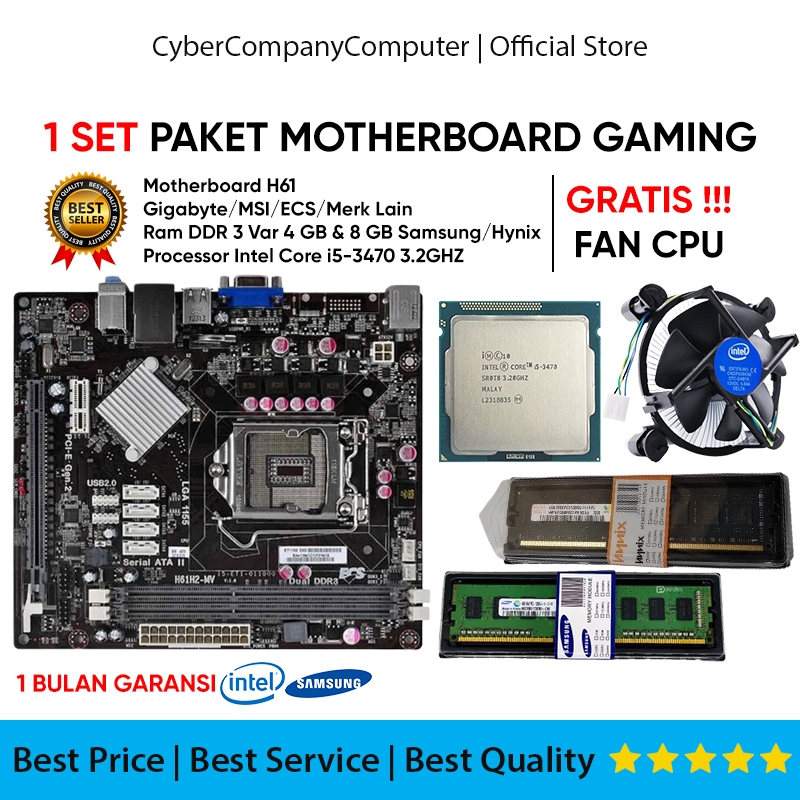 Jual Paket Motherboard Core i5 - H61 Asrock/Ecs/Biostar/Foxcon/Gygabite DDR 3 LGA 1155 ...
