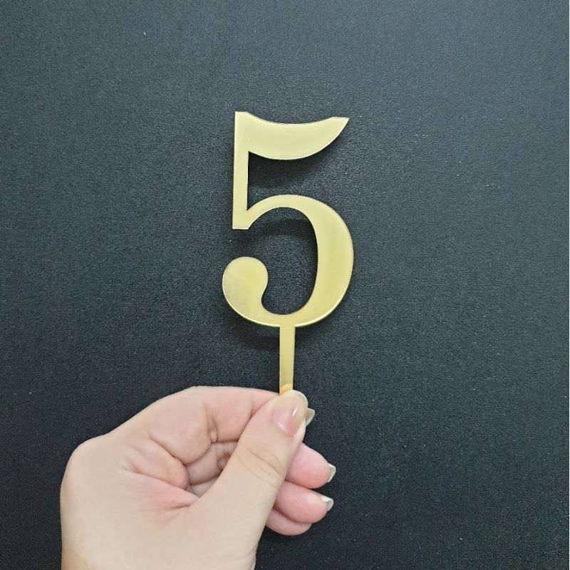 Jual Topper Angka kue Akrilik Tusukan Hiasan Cake Acrylic Mirror Gold ...