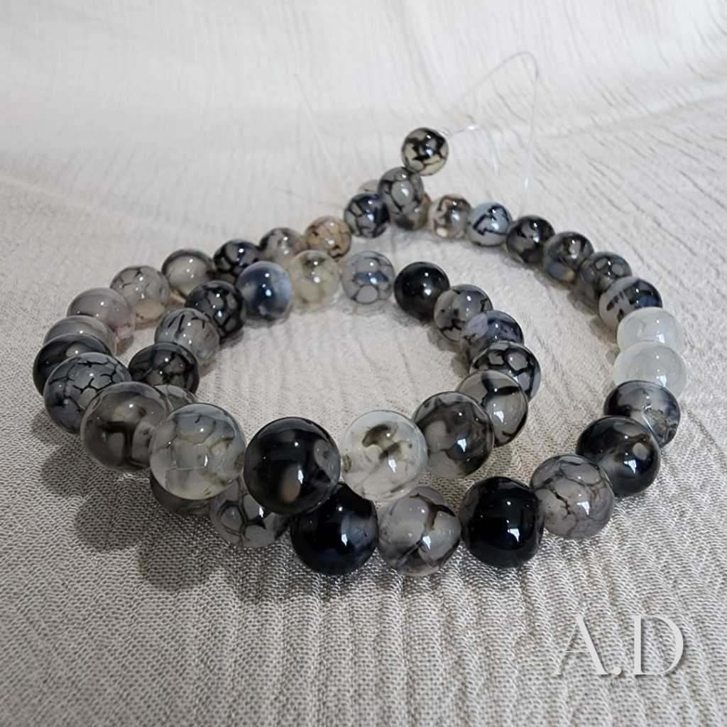 Jual Manik Batu Alam BLACK DRAGON VEINS 4mm 6mm 8mm 12mm Beads Stone ...