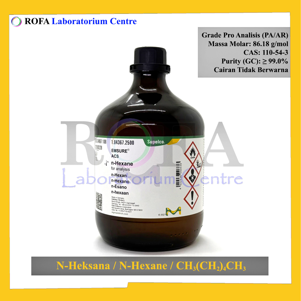Jual N-Heksana / N-Hexane / CH3(CH2)4CH3 Pro Analisis 2500 mL | Shopee ...