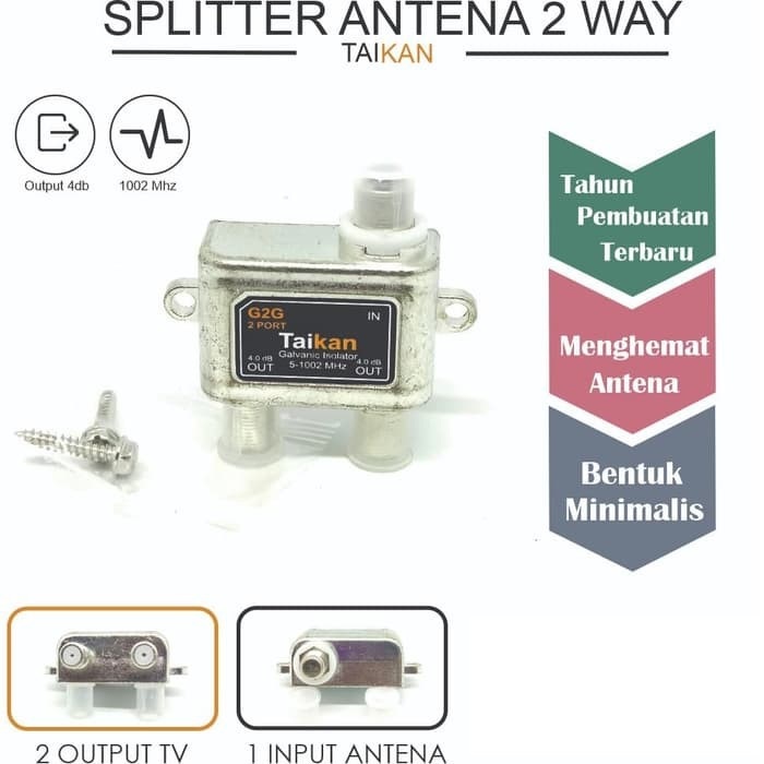 Jual Splitter TV TAIKAN G2G 2 Port 5-1002 MHz | Shopee Indonesia