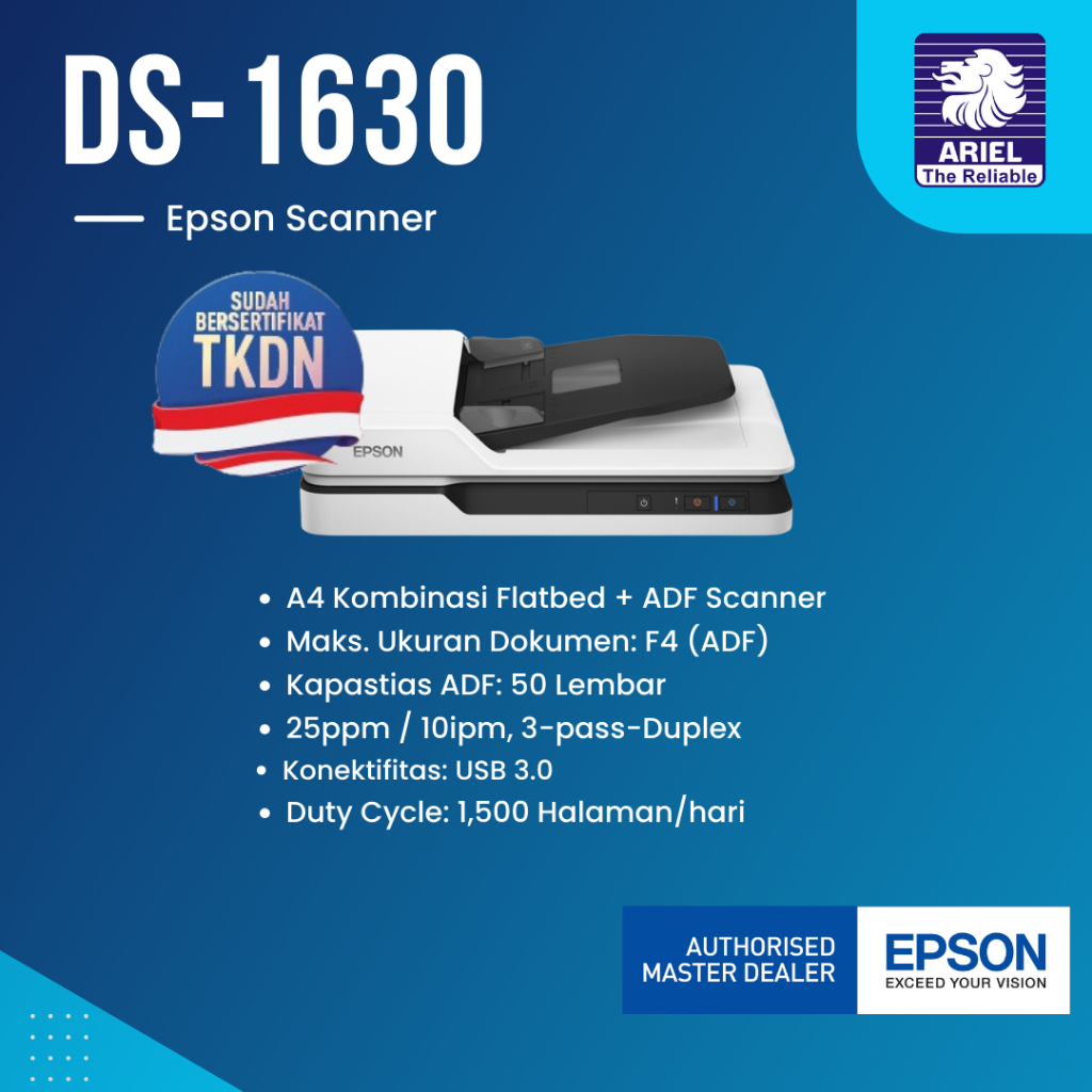 Jual Scanner Epson DS-1630 Flatbed ADF [TKDN] | Shopee Indonesia