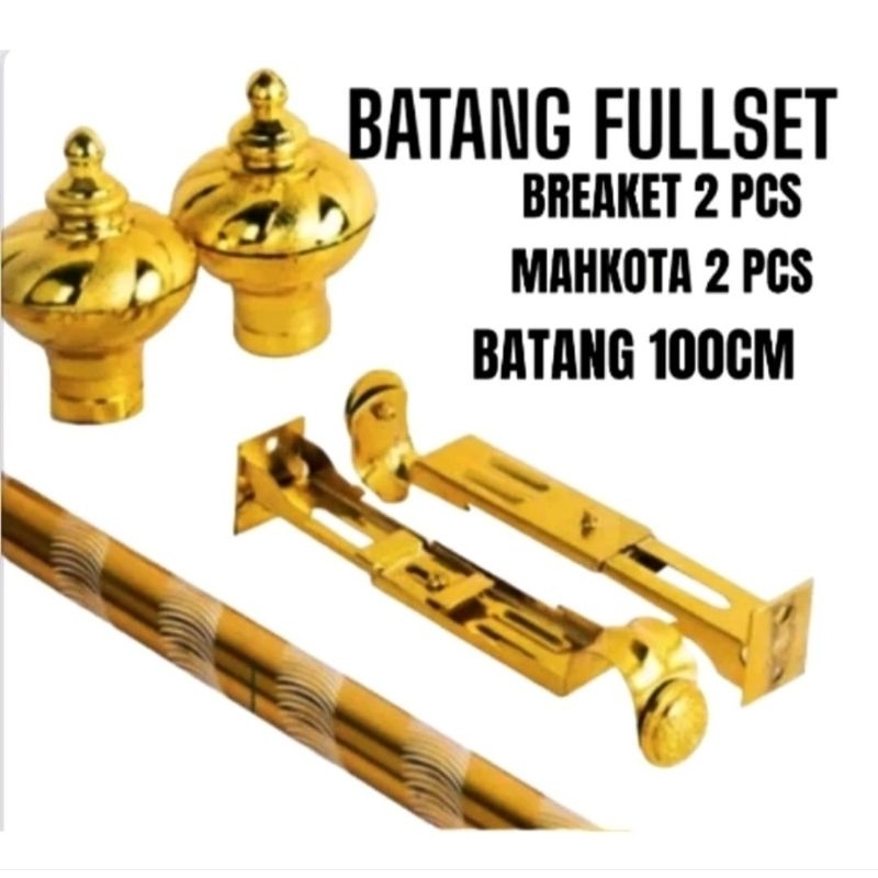 Jual Batang Gorden Tebal Full Set Motif Ulir Gold Breket Tebal Full Set ...