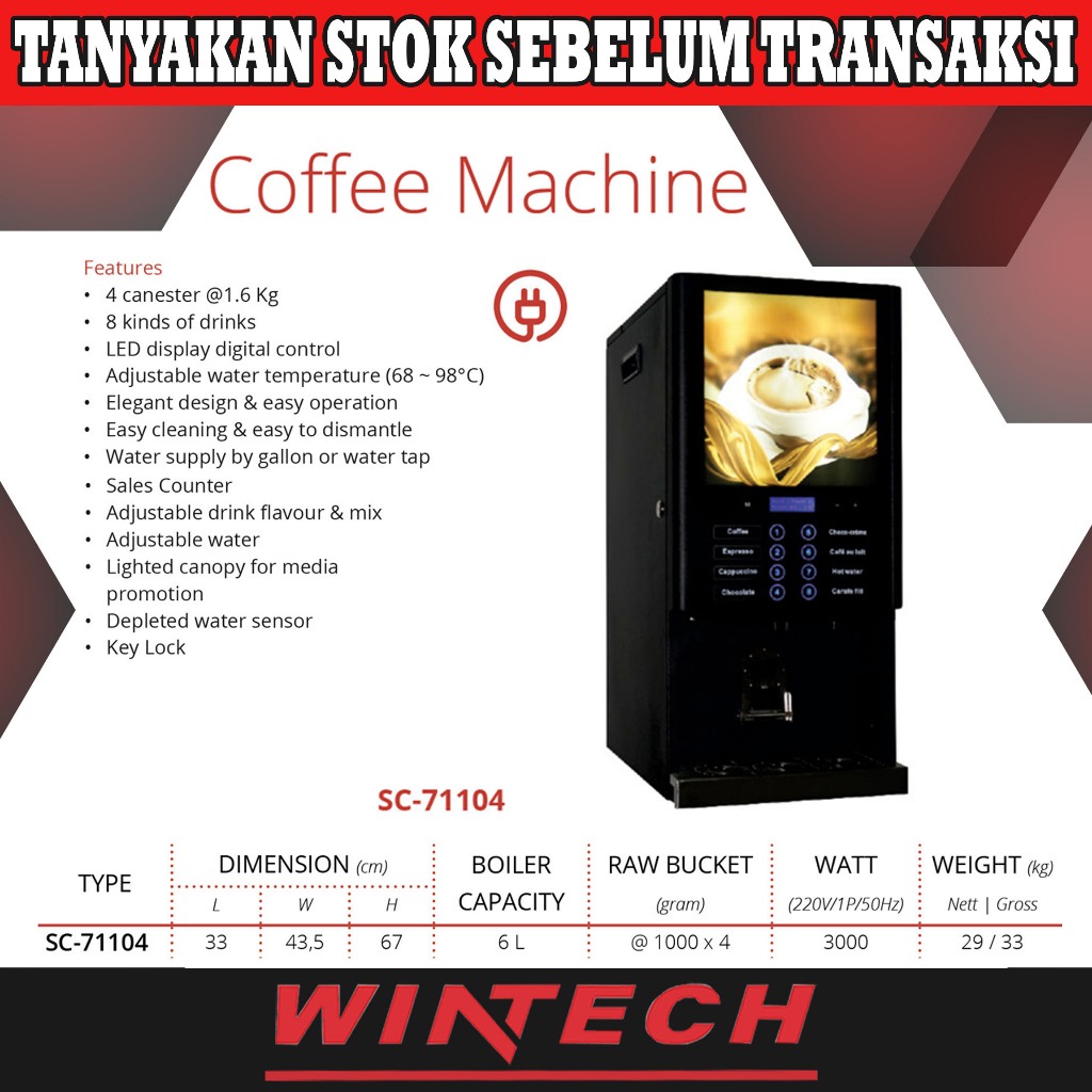Jual Getra SC-71104 Professional Mix Coffee Semi Otomatis Dispenser ...
