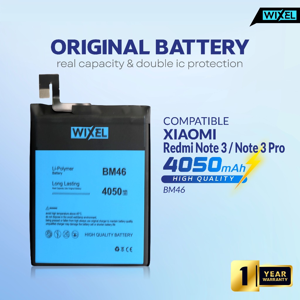 Jual WIXEL Baterai XiaoMi BM46 Redmi Note 3 / Note 3 Pro Real Capacity ...