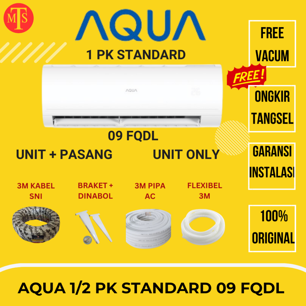 Jual AC AQUA 1 PK STANDARD 09FQDL TIPE TERBARU UNIT + PASANG | Shopee ...