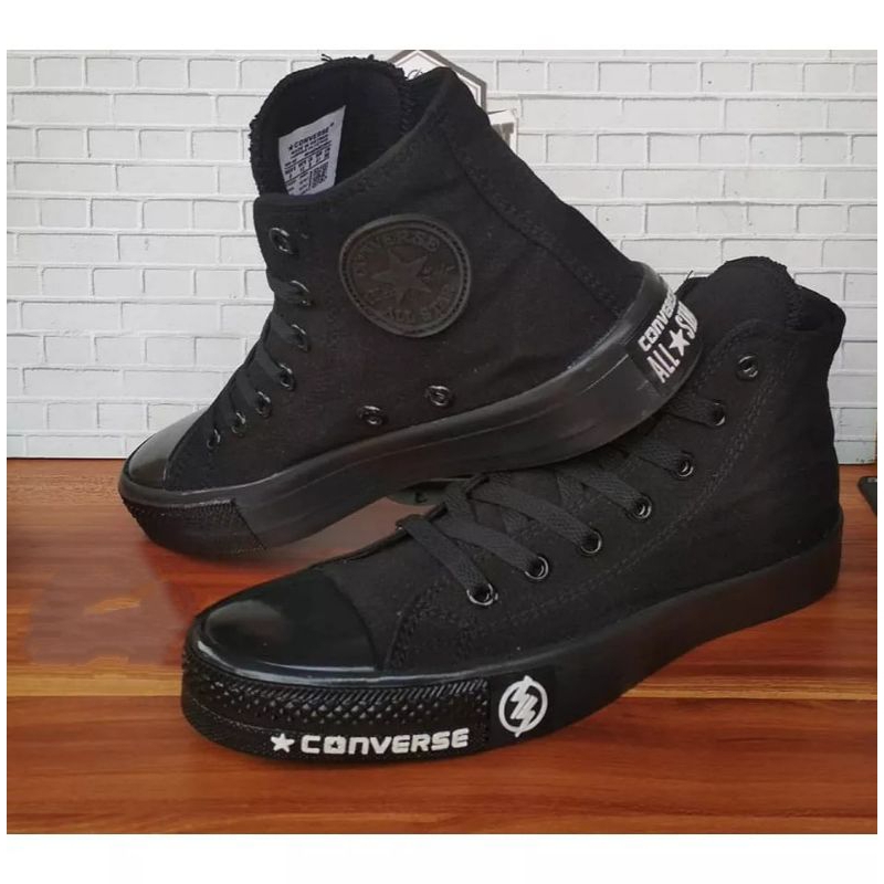Jual SEPATU PRIA WANITA SNEAKERS CONVERS ALL STAR SEKOLAH FULL HITAM ...