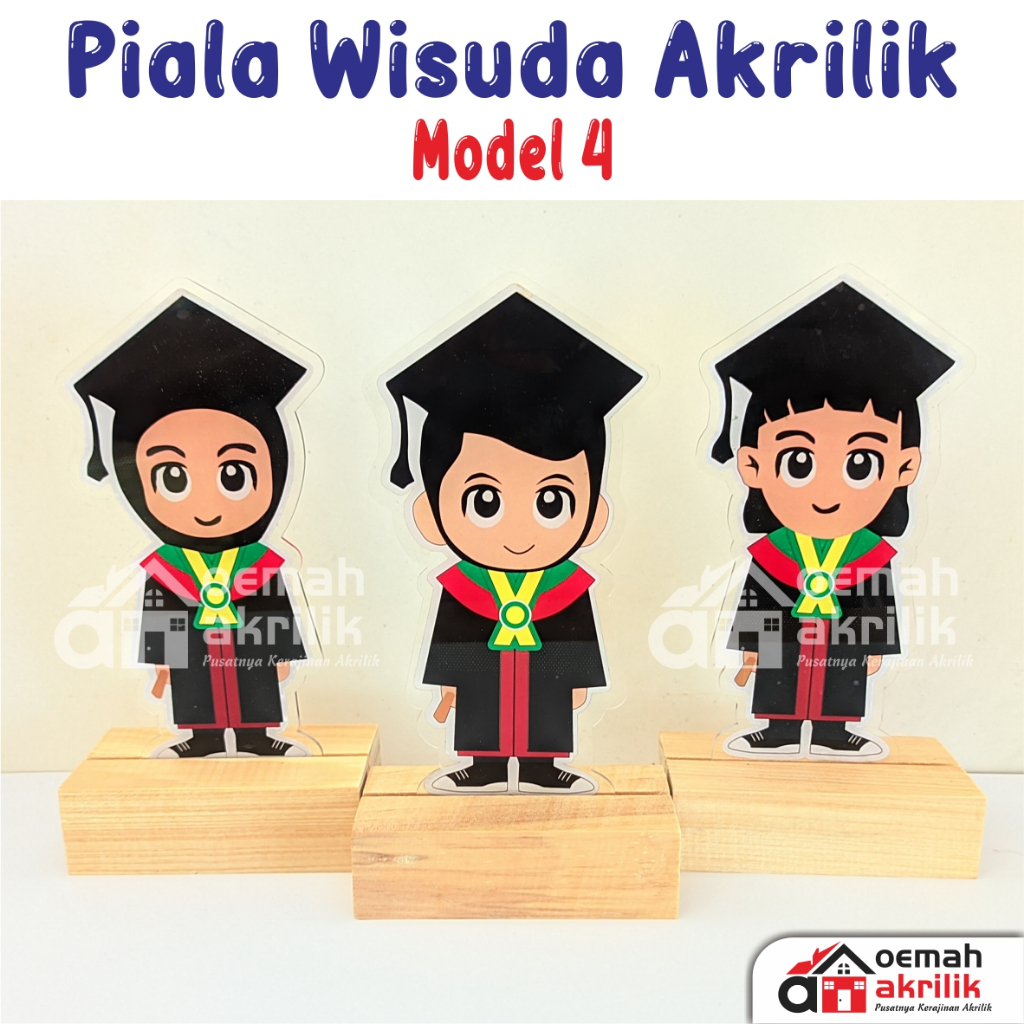 Jual Piala Wisuda Akrilik Tatakan Kaki Kayu Kado Wisuda Kenang Kenangan ...