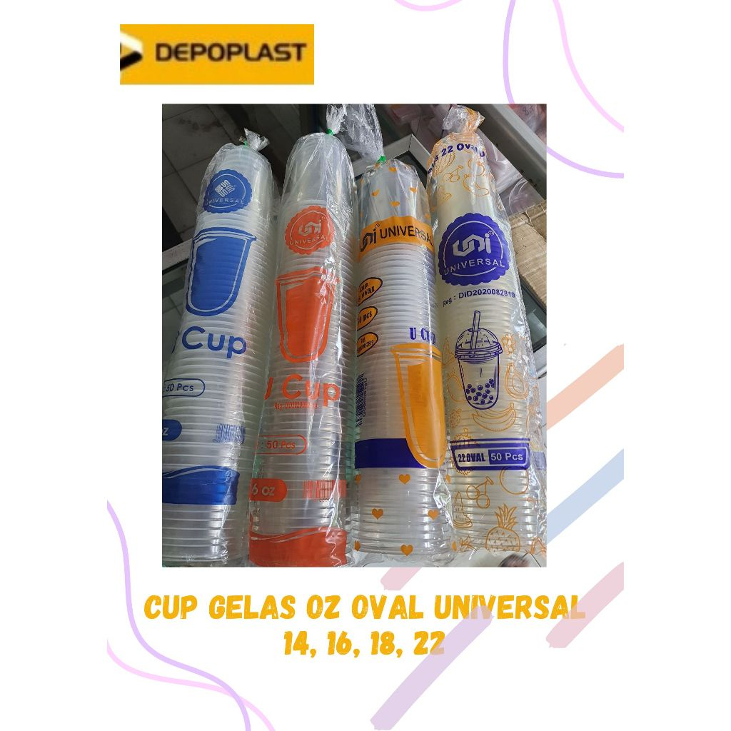 Jual Cup gelas OZ Universal Oval ukuran 14 OZ, 16 OZ, 18 OZ, 22 OZ isi ...