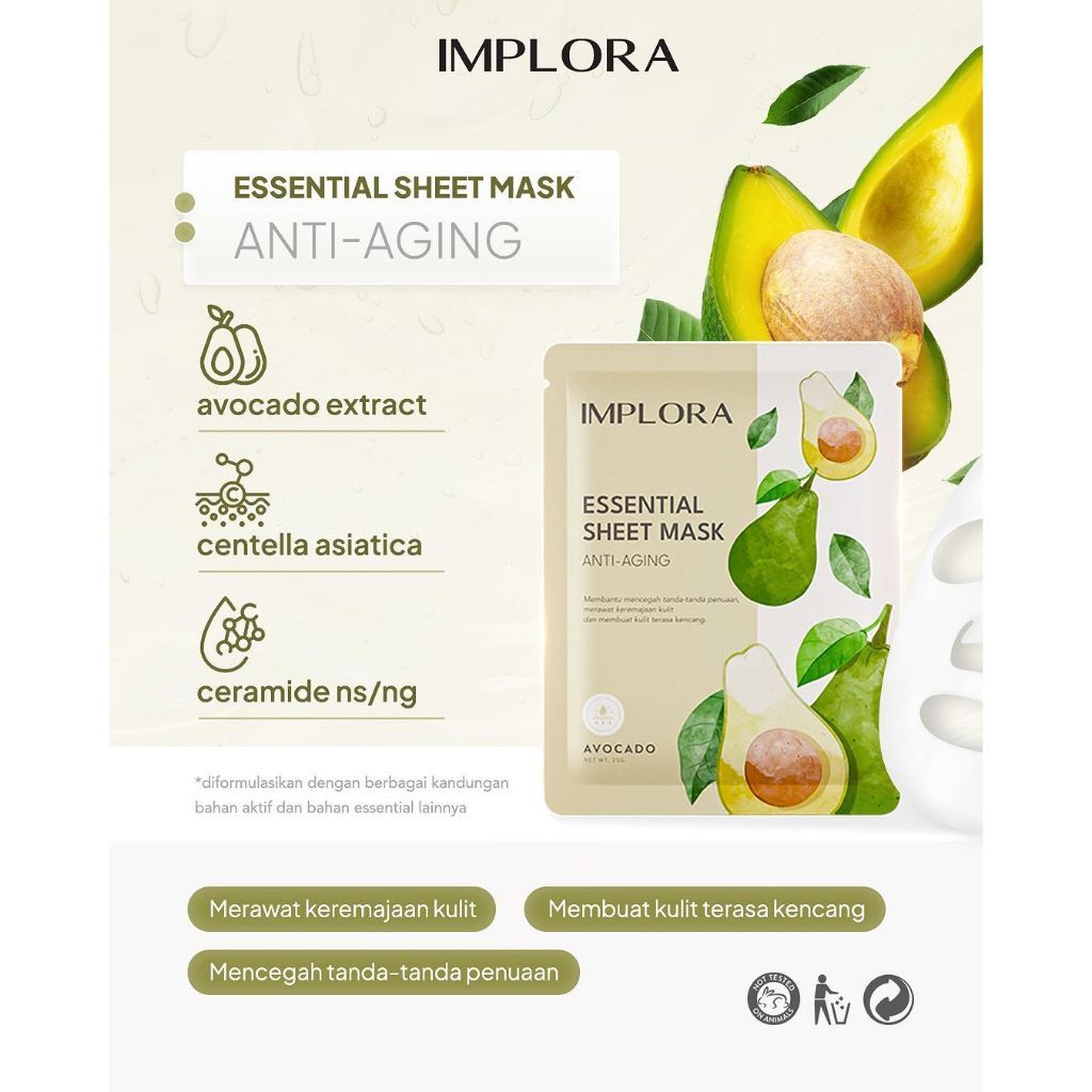 Jual IMPLORA Essential Sheet Mask 25g | Masker Wajah | Shopee Indonesia