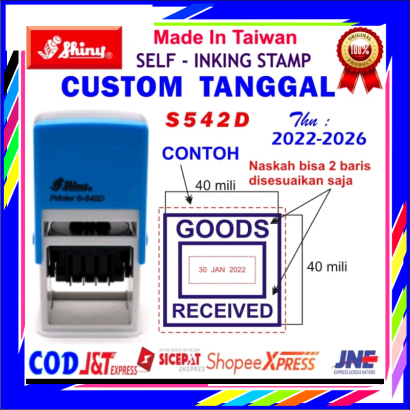 Jual STEMPEL SHINY S542D TANGGAL OTOMATIS CUSTOM WARNA CAP KANTOR TOKO DAGANG SERBAGUNA | Shopee ...