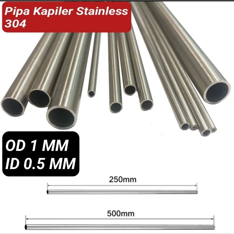 Jual Pipa Kapiler Stainless 304 / Pipa Tubing OD 1 MM x ID 0.5 MM Panjang 250 MM | Shopee Indonesia