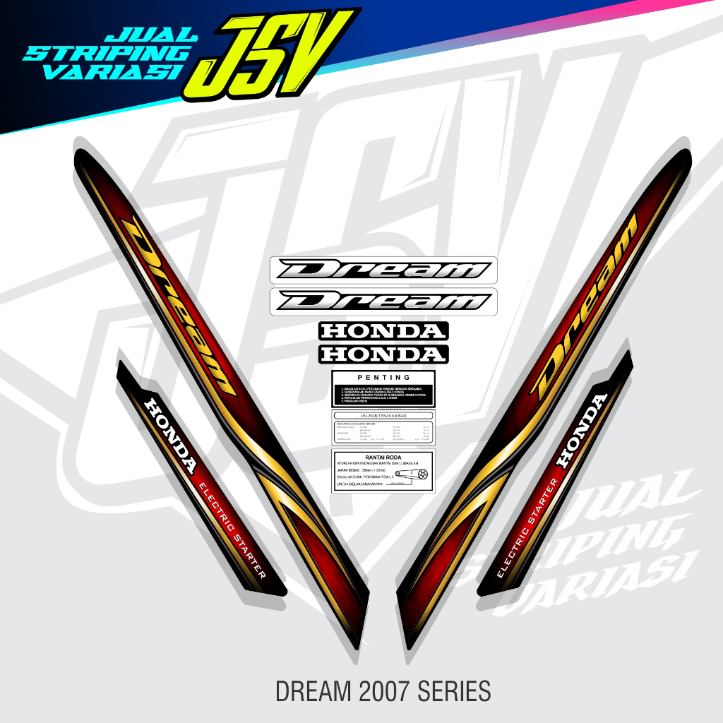 Jual Stiker Variasi Honda Dream 2007 series Striping Dream-EX 125 v1 ...