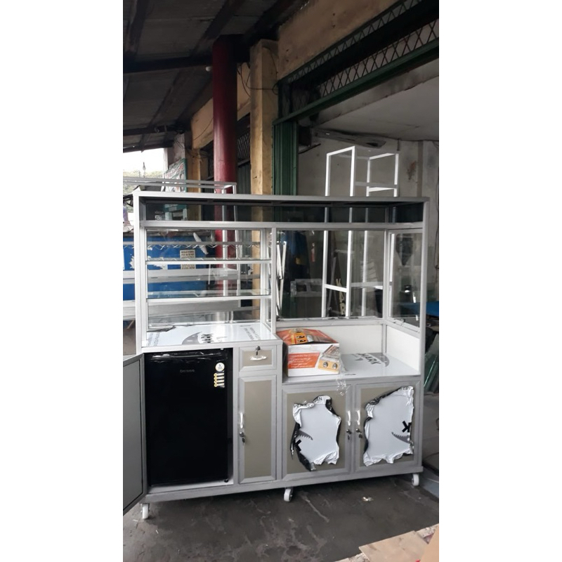 Jual etalase gerobak dagang alumunium pesanan | Shopee Indonesia