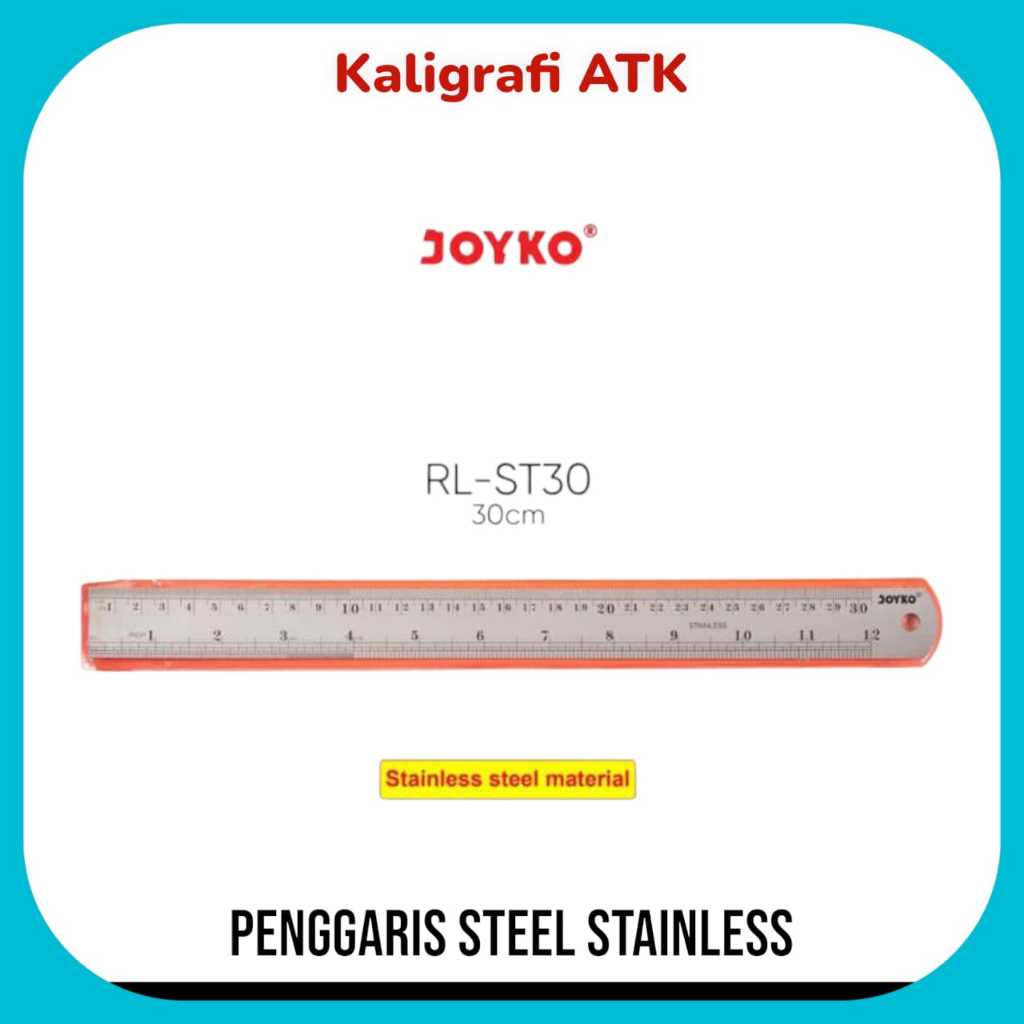 Jual penggaris besi stainless steel ruler Joyko 30cm / 40cm / 60cm ...