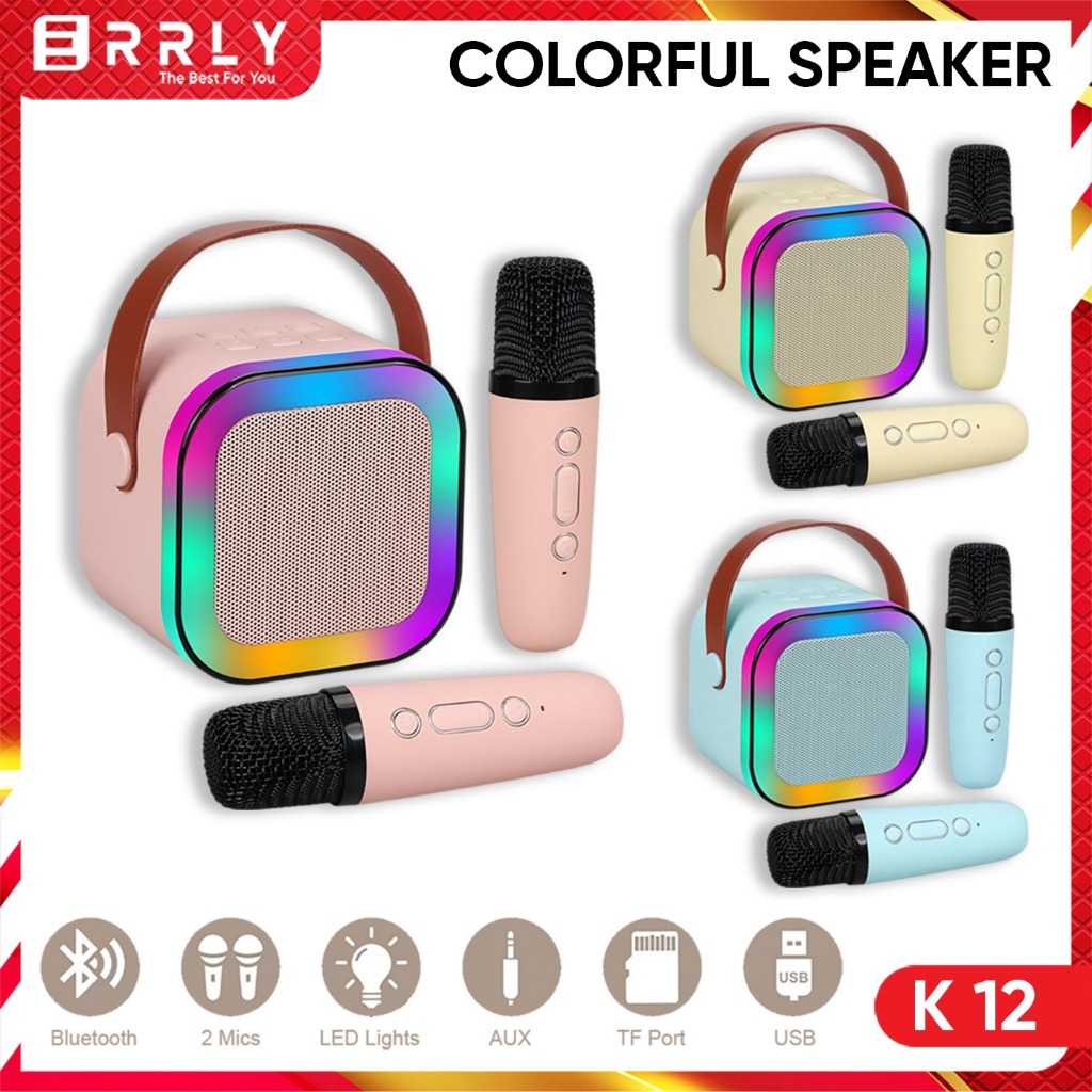 Jual Mini Karaoke Set Speaker Bluetooth K12 LED Karaoke Super BASS Mic ...