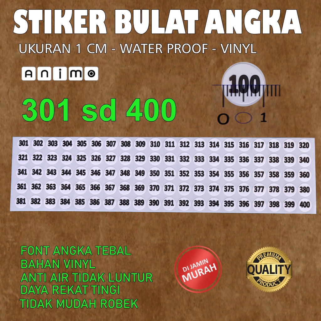 Jual STIKER ANGKA BULAT 1 CM WATERPROOF - Stiker Vinyl Angka 1 CM TAHAN ...