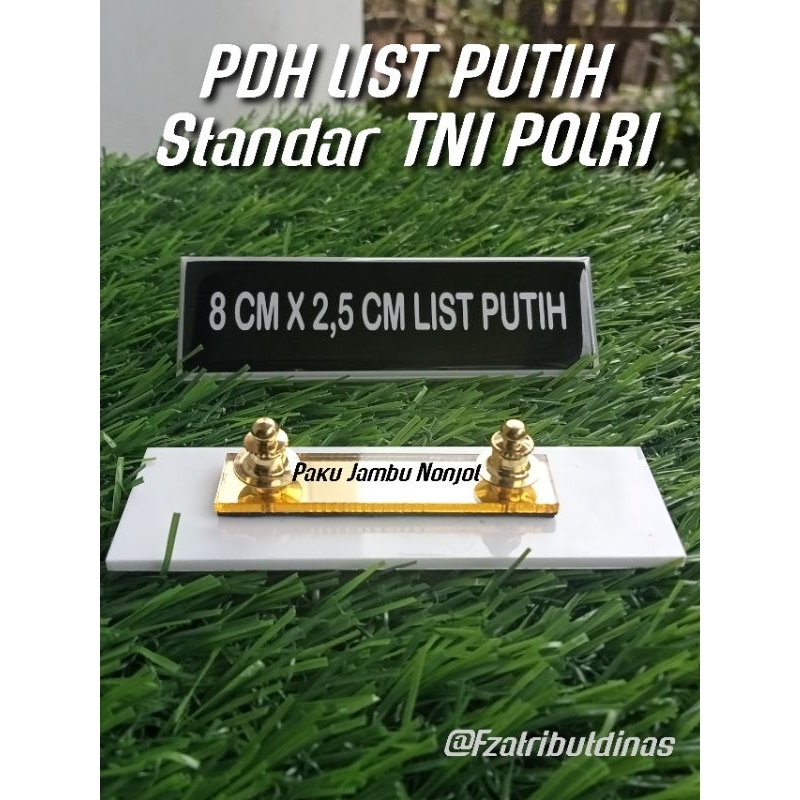Jual Papan nama / Nametag Dinas PDH LIST PUTIH Uk. 8 Cm x 2,5 Cm ...