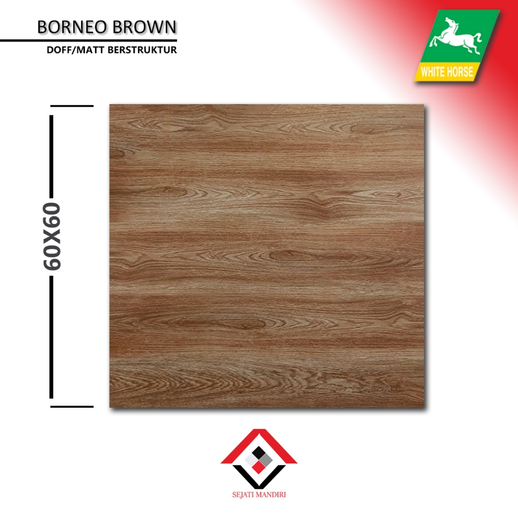 Jual granit 60x60 - motif kayu doff - white horse borneo brown | Shopee Indonesia