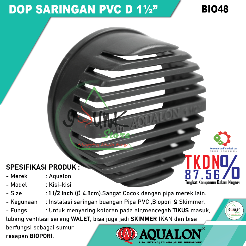 Jual Dop Saringan Pipa PVC D 1 1/2" inch / Tutup Bolong 1 1/2 inch ...