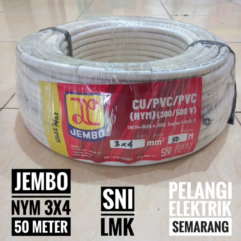 Jual JEMBO Kabel Listrik NYM 3x4 mm SNI LMK - 50 Meter 50m | Shopee ...