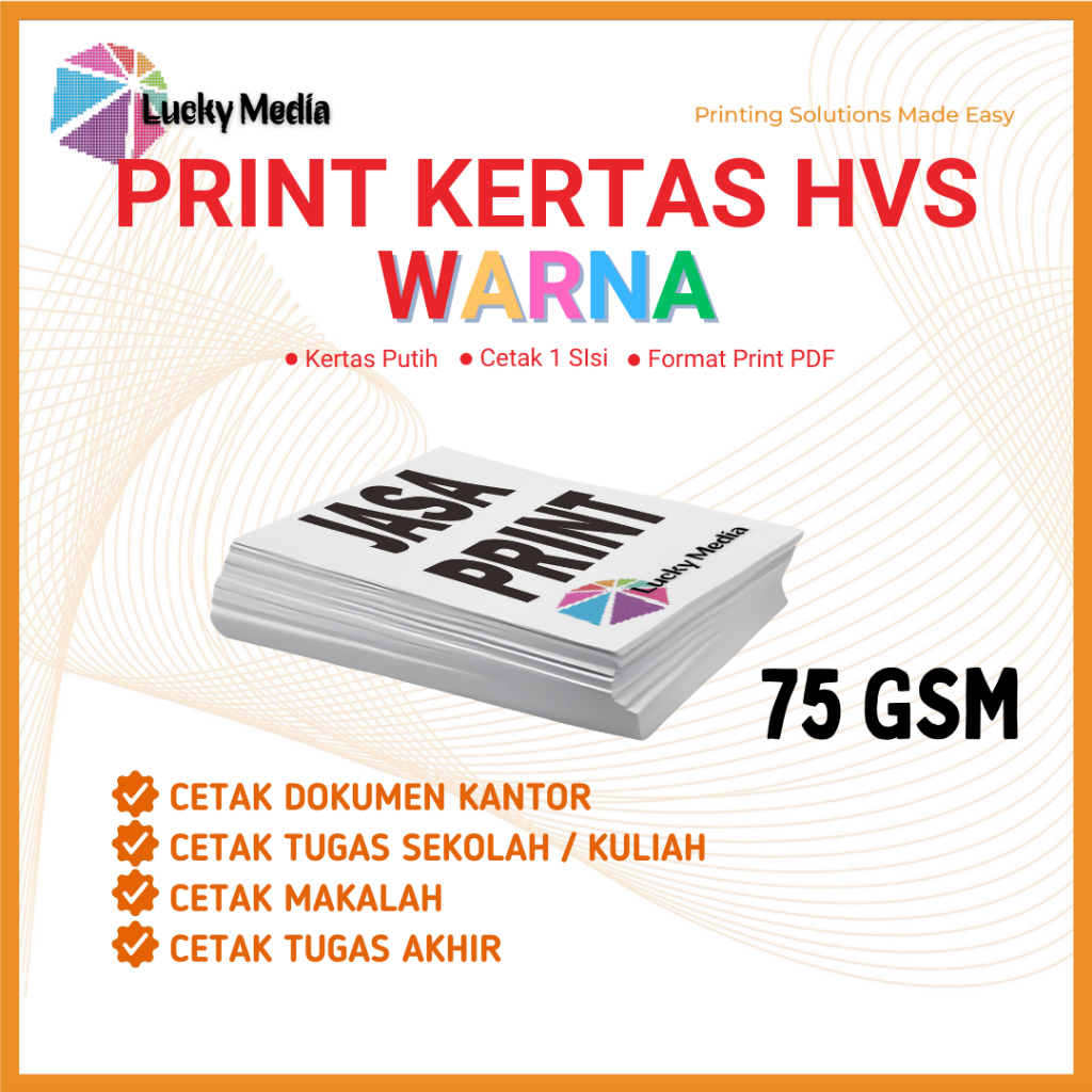 Jual Print Online Kertas HVS A4 A5 A6 F4 A3 75gsm High Quality WARNA Cetak Dokumen Sempro Tugas ...