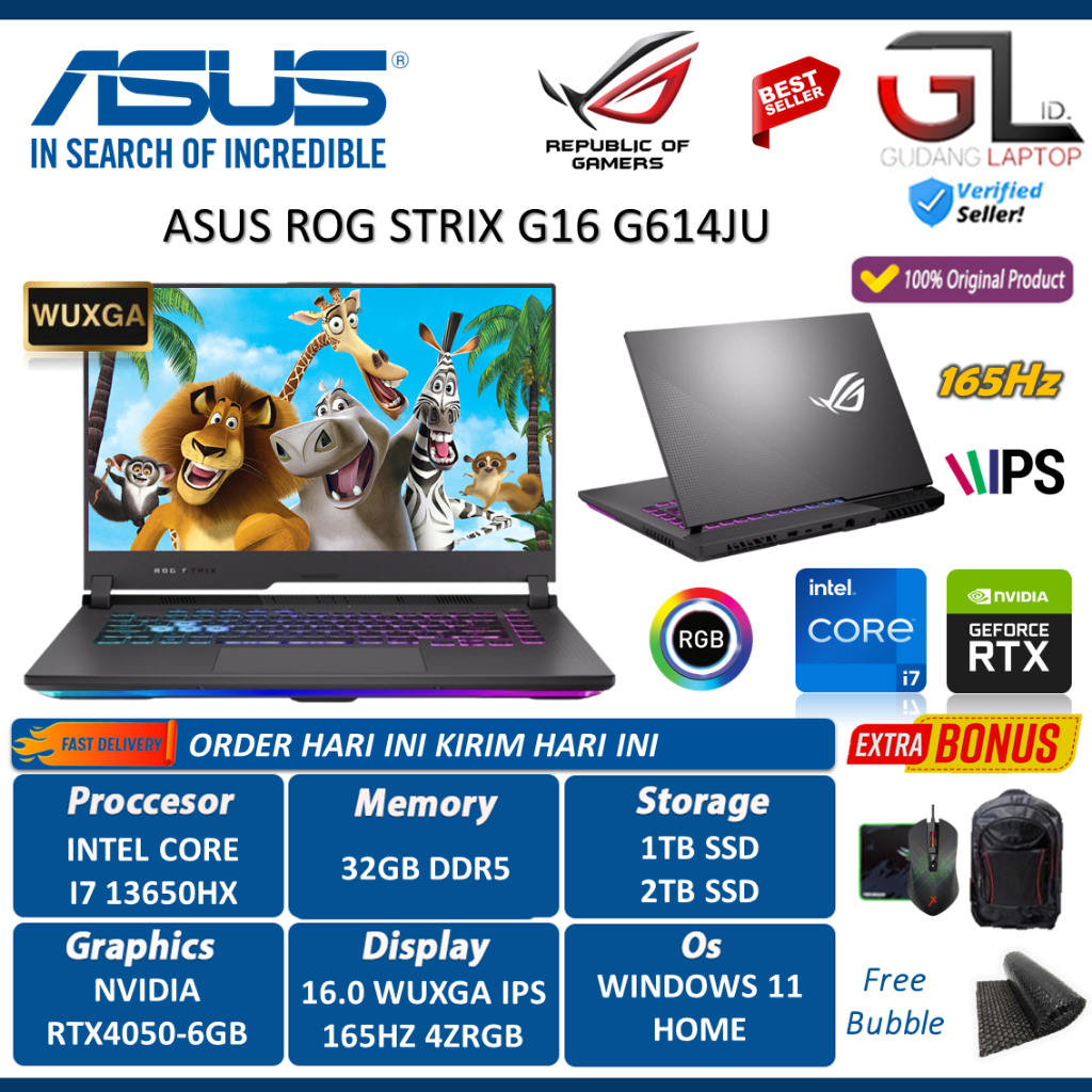 Jual Laptop Asus ROG STRIX G16 G614JU intel core i7 13650HX 32GB 2TB ...