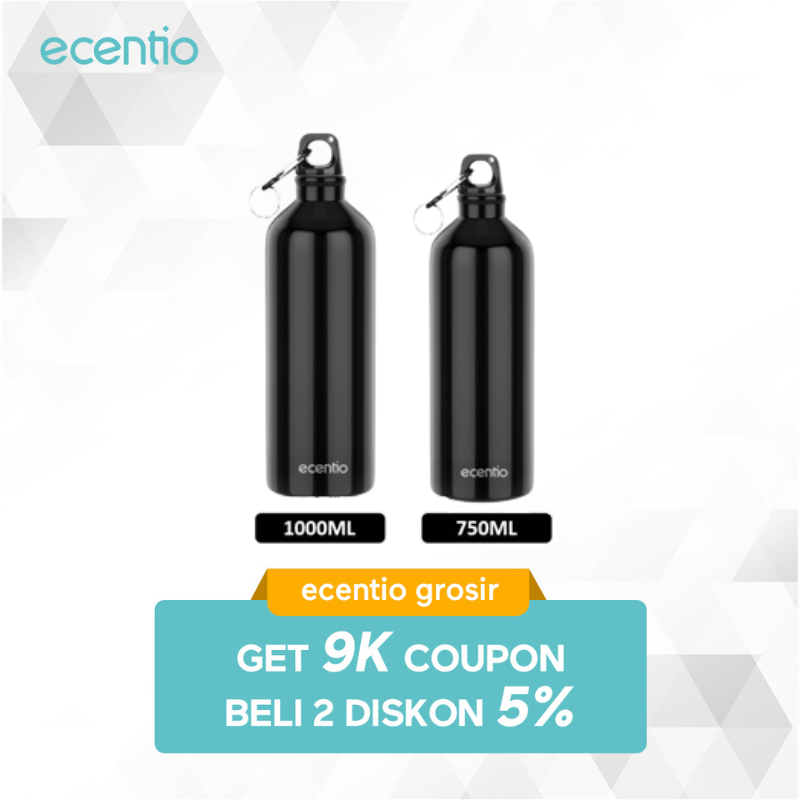 Jual [grosir]ecentio 1000ml Botol Minum 1 liter aluminium Olahraga ...