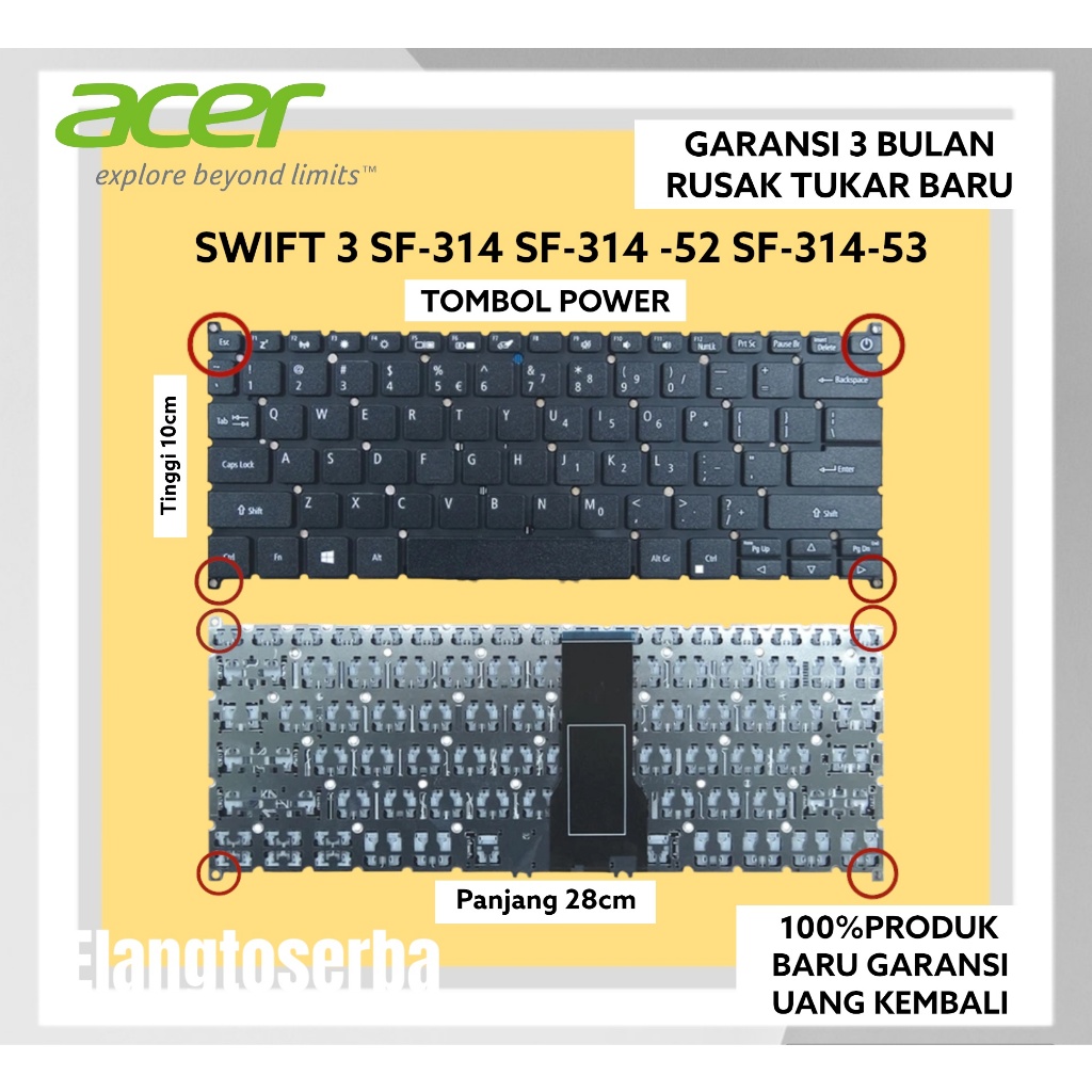 Jual Keyboard Acer Swift 3 SF314-41 SF314-51 SF314-52 SF314-52G SF314 ...