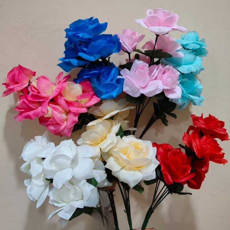 Jual BUNGA MAWAR Kecil Artificial Mawar Palsu 6 Tangkai 35 cm Plastik ...