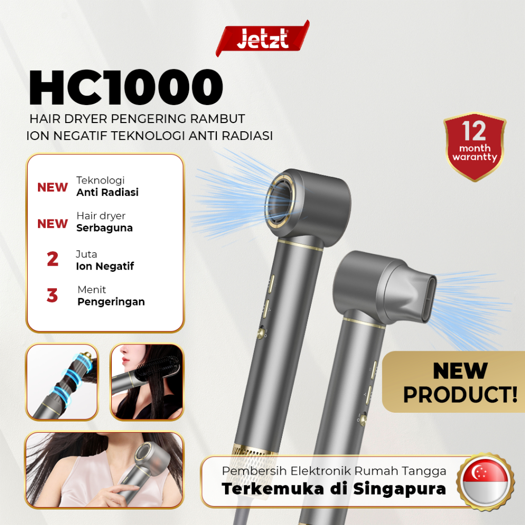 Jual JETZT HC1000 Hair Dryer 3 in 1 Pengering rambut 2 Juta ion negatif ...