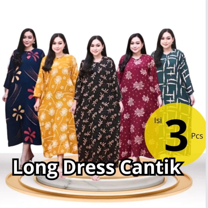 Jual Paket 3pcs Daster Lengan Panjang Cantik Busui Rayon (Random Motif) | Shopee Indonesia