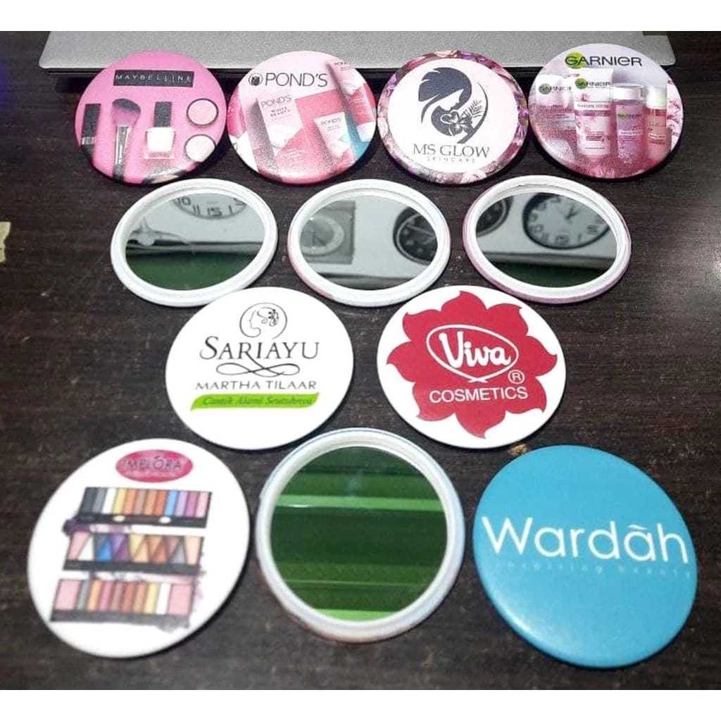 Jual PIN CERMIN KACA HAND MIRROR Make Up 75mm Kosmetik Souvenir Custom ...