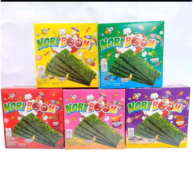 Jual Nori Boom Cemilan Rumput Laut Halal (1 BOX isi 12 PCS) | Shopee ...