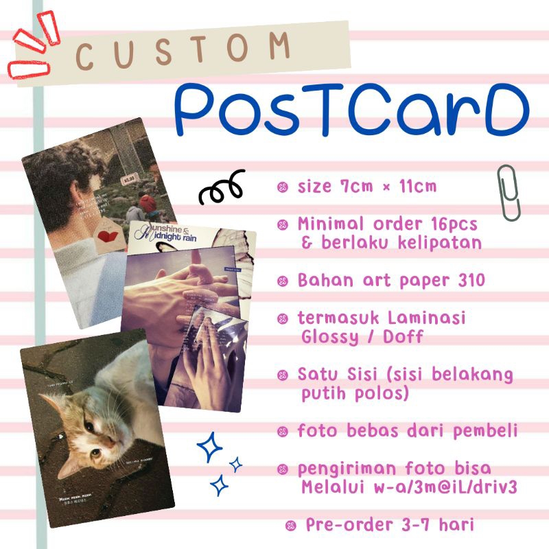 Jual CUSTOM POSTCARD FREEBIES GAMBAR BEBAS | HARGA 1PCS MINIMAL ORDER ...
