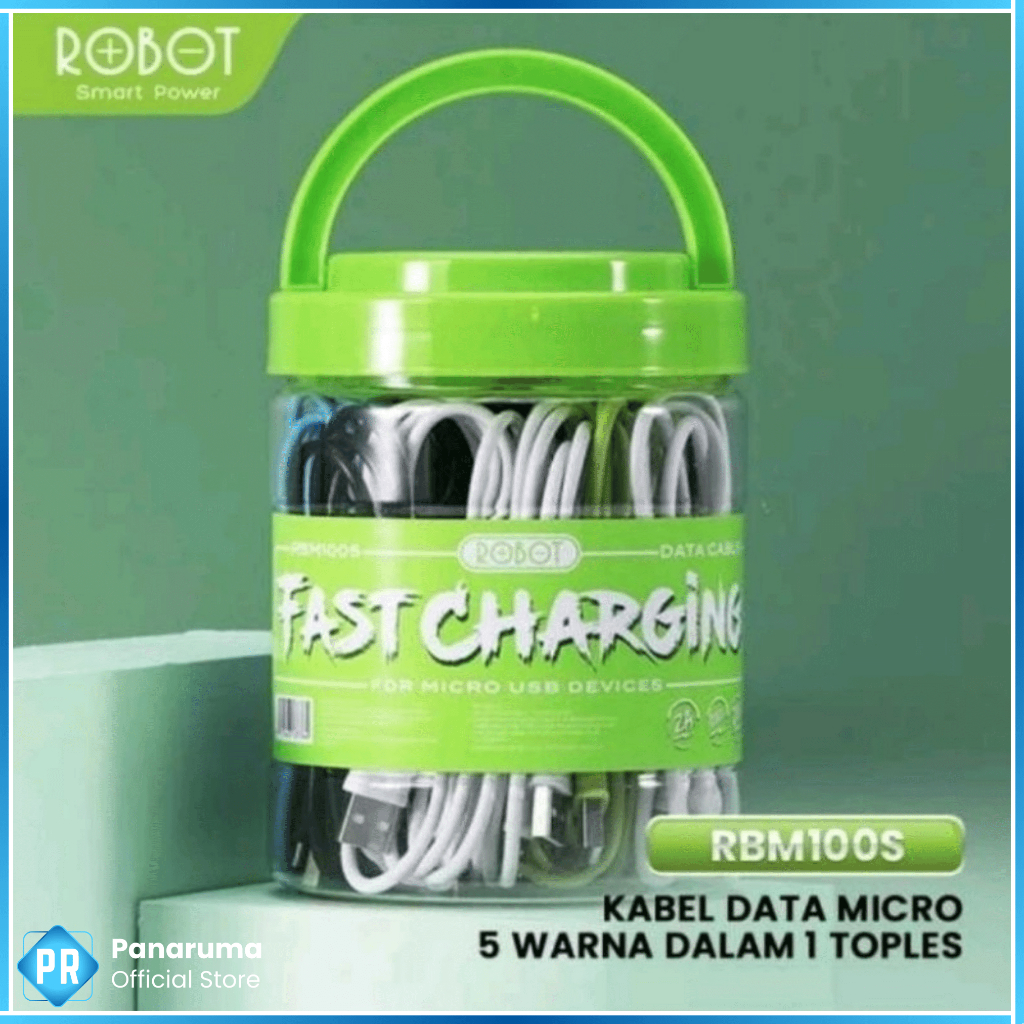 Jual Kabel Data Micro USB ROBOT RBM100S 2A Fast Charging Colorful 1 Toples 20pcs | Shopee Indonesia