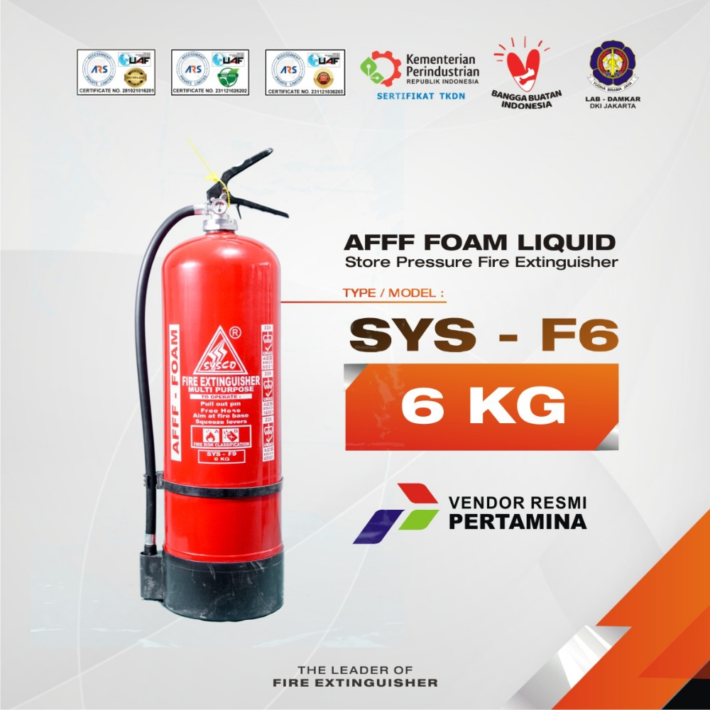 Jual APAR AFFF FOAM LIQUID 6 Kg - Alat Pemadam Api Premium - Sysco Fire ...