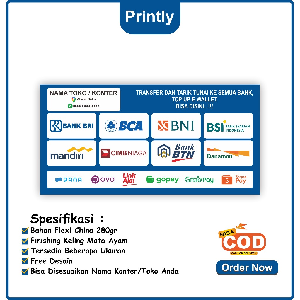 Jual Banner Agen Transfer Bank | Spanduk Toko |MMT Konter | Spanduk ...