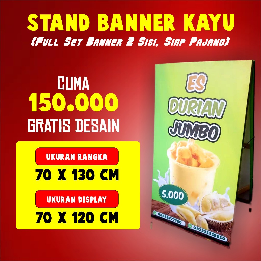 Jual Standing Banner MMT Kayu Ukuran 70x120 cm | Shopee Indonesia