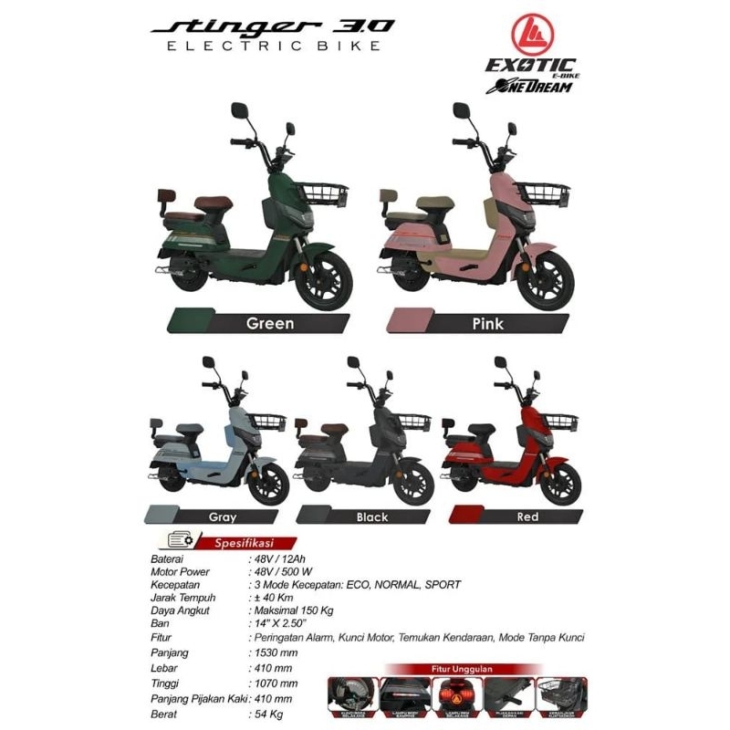 Jual Sepeda Listrik Electric Bike Exotic Stringer 3.0 48V 500W 20Ah ...