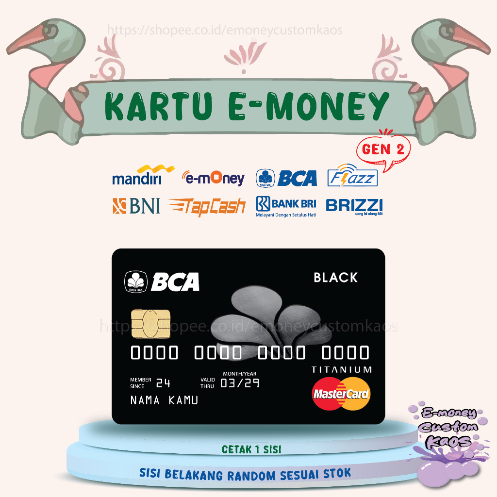 Jual KARTU EMONEY DEBIT CREDIT CARD BCA TITANIUM BLACK MANDIRI FLAZZ ...