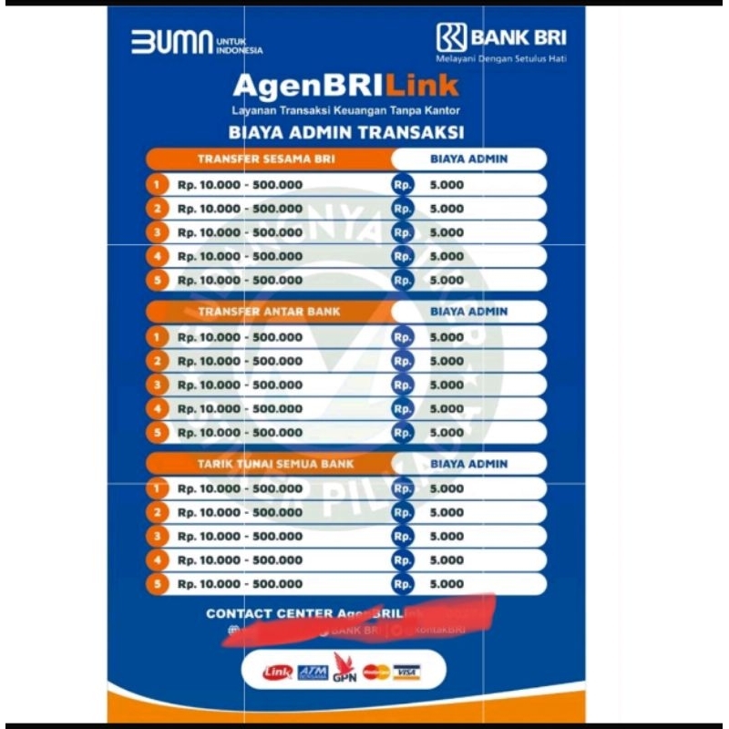 Jual STIKER VINYL BIAYA ADMIN AGEN BANK MODEL 3 (CUSTOM TULIS DI CHAT ...