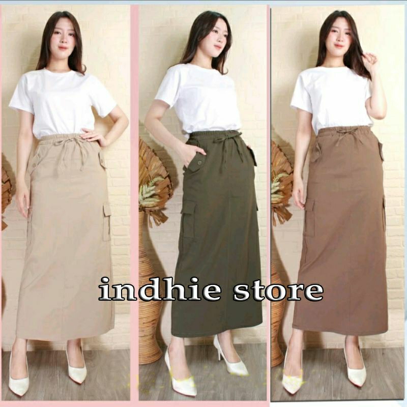 Jual Rok Cargo Wanita Panjang / Rok Cargo Korean Style / Skirt Cargo ...