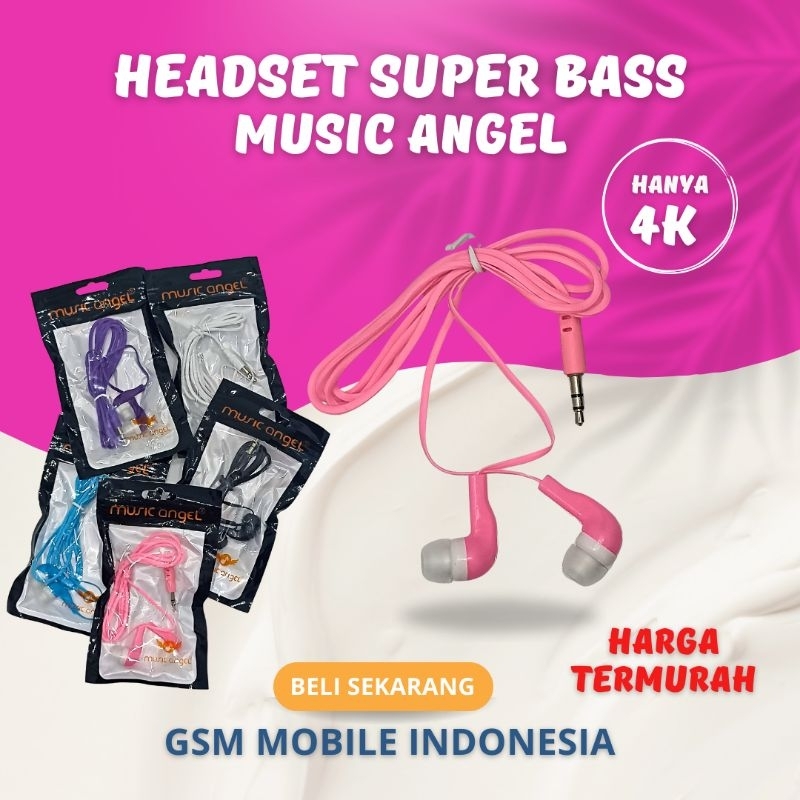 Jual PROMO Headset Earphones Music Angel Handsfree Handfree Musik ...