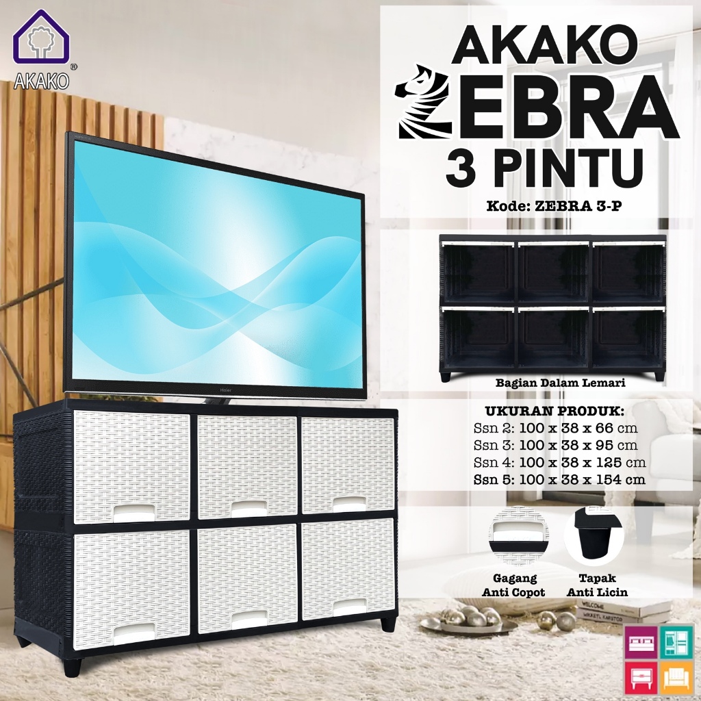 Jual AKAKO - LEMARI PAKAIAN PLASTIK AKAKO LEMARI ZEBRA 3 PINTU SUSUN 2, 3, 4 DAN 5 MURAH ...
