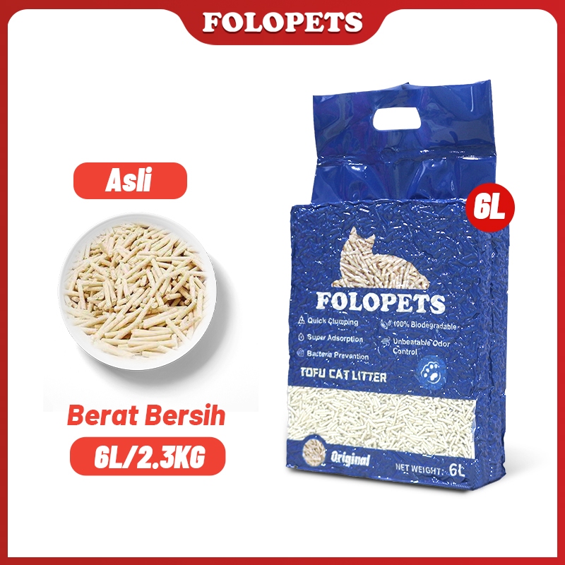 Jual FOLOPETS Tofu Cat Litter Pasir Gumpal Kucing 6 Litter | Shopee Indonesia